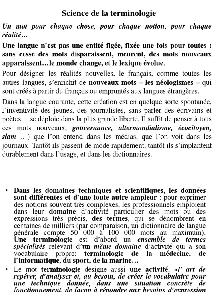 La Terminologie | PDF | Sémiotique | Cognition