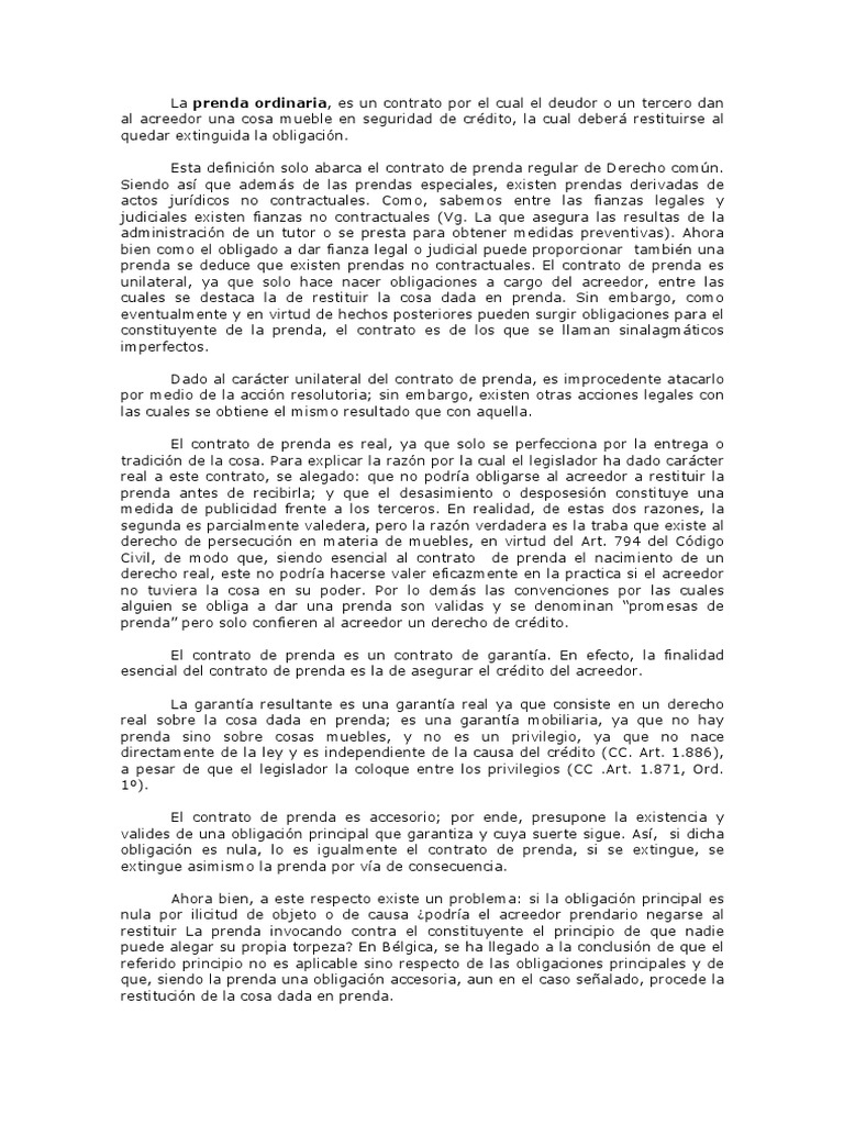 Contrato de Prenda: Conceptos Clave | PDF | Posesión (Ley) | Propiedad