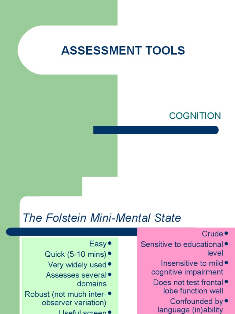 Assessment Tools Cognition Pdf Dementia Sensitivity And Specificity