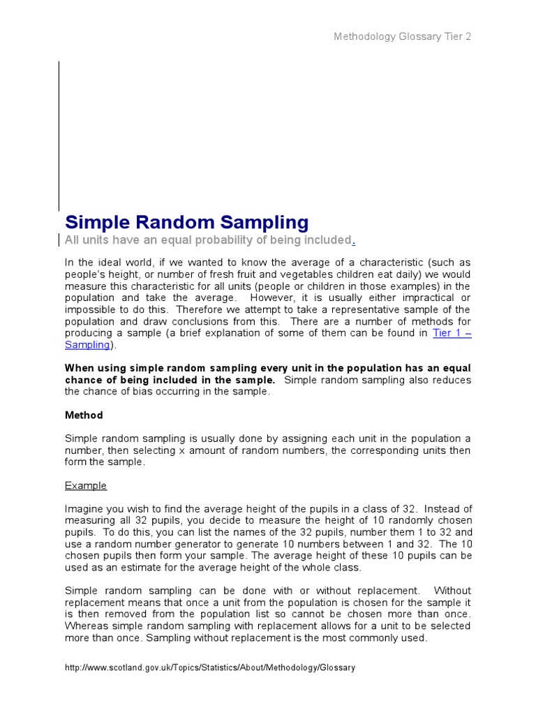Simple Random Sampling | Sampling (Statistics) | Randomness | Free 30 ...