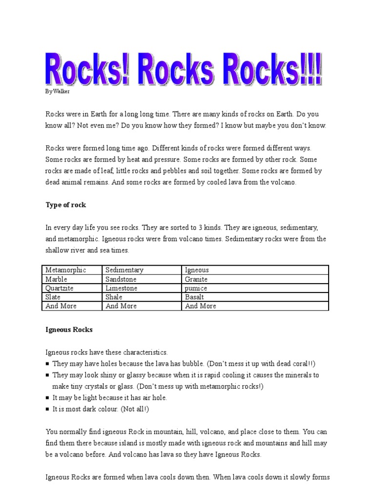 Rocks Report | Rock (Geology) | Igneous Rock