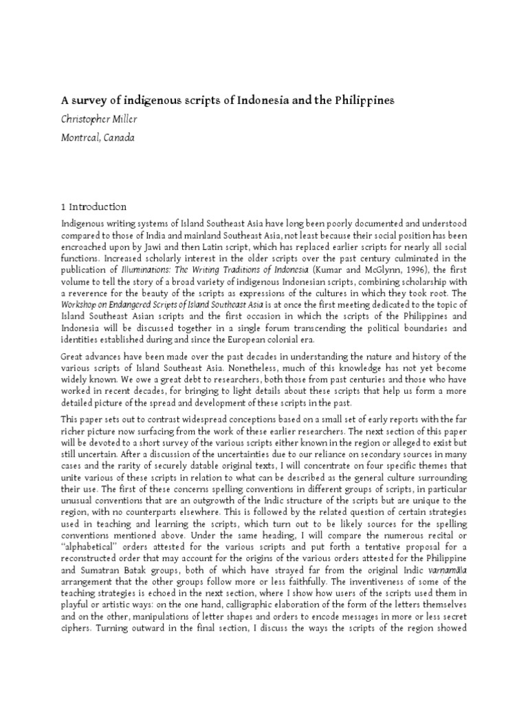 A Survey of Indigenous Scripts of Indonesia and The Philippines | PDF ...