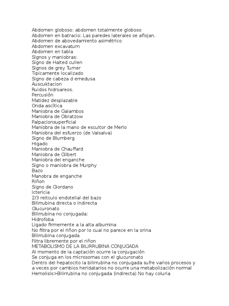 Signos y maniobras del abdomen globoso | PDF