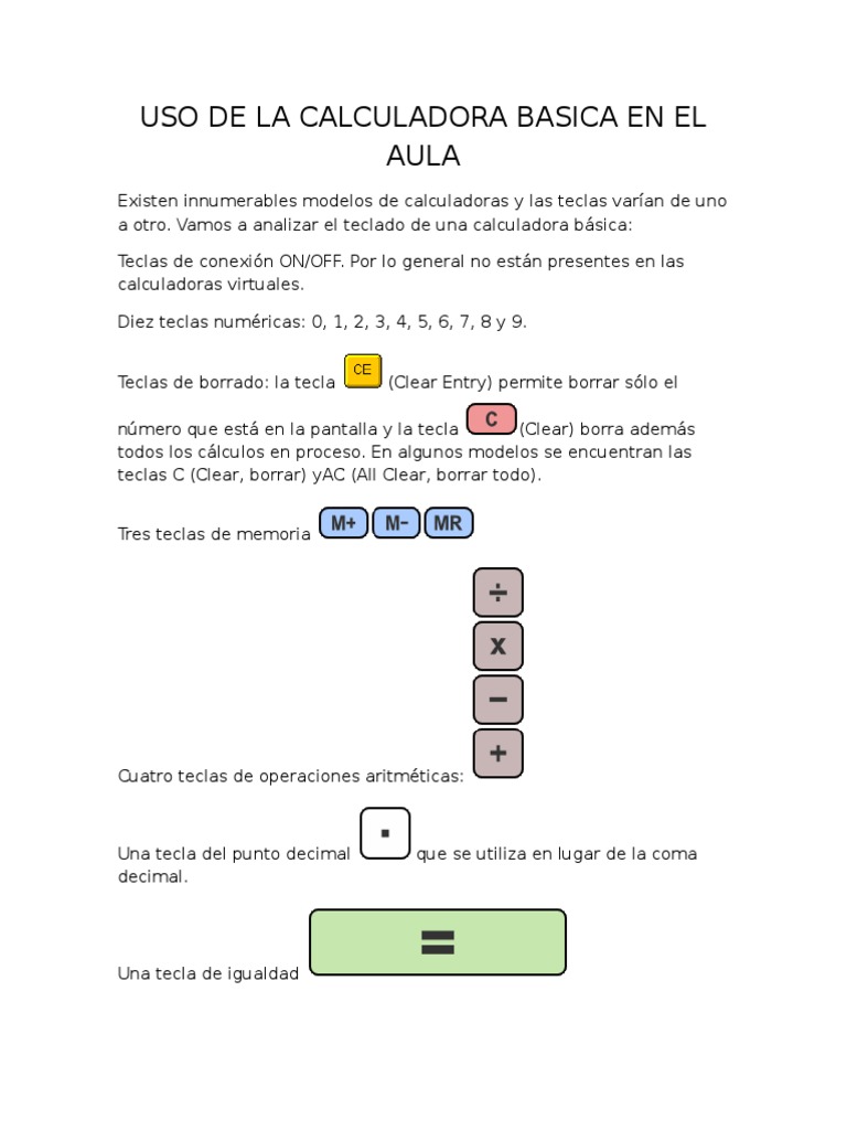 Uso de La Calculadora Basica en el Aula | Calculadora | Cálculo