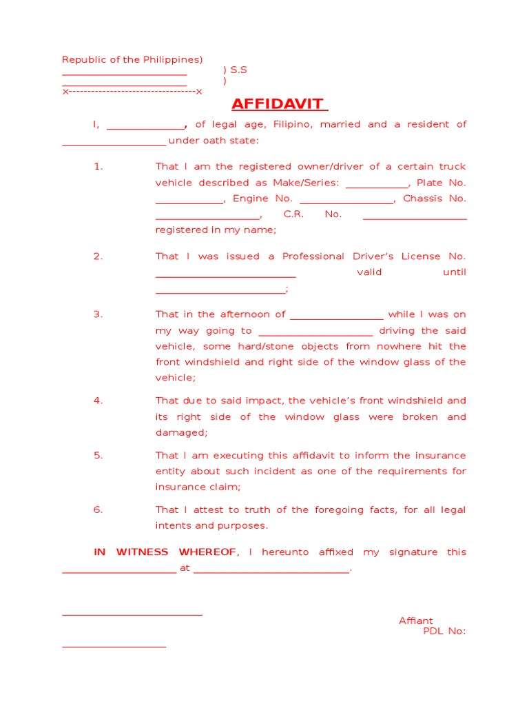 AFFIDAVIT - Insurance | PDF