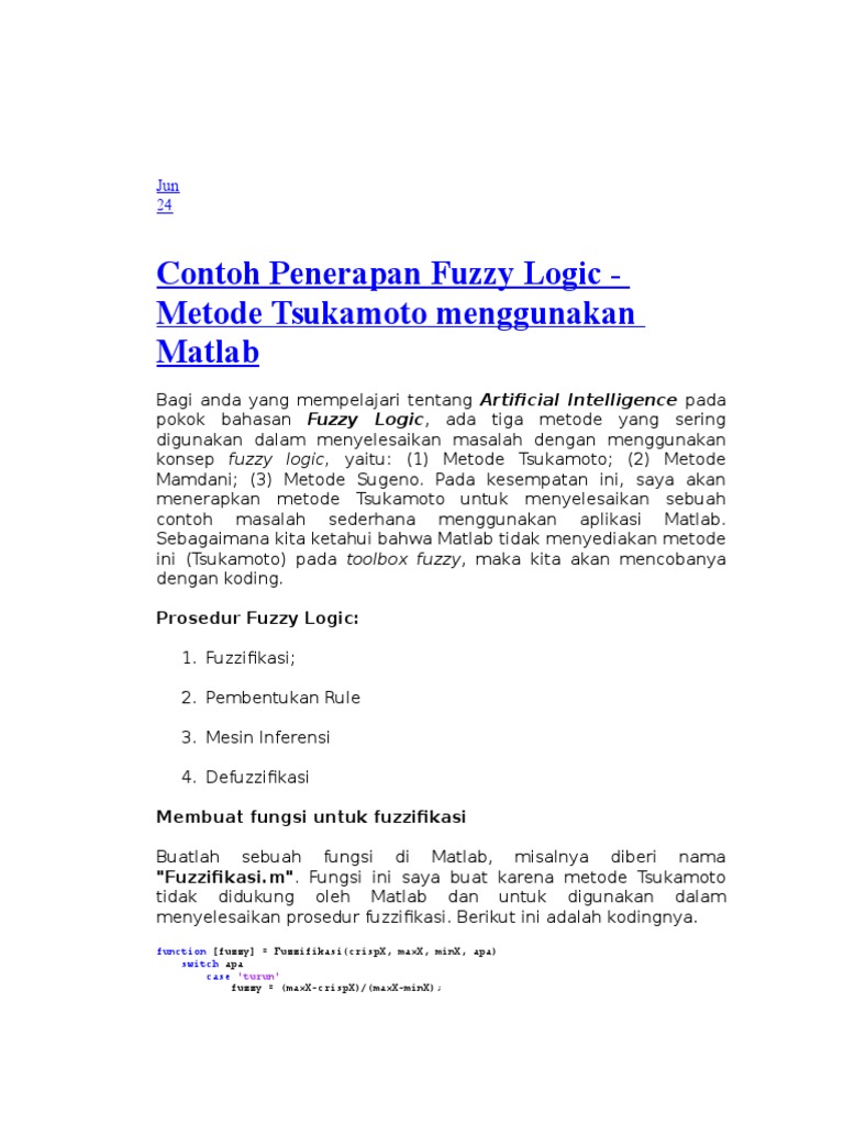 Contoh Penerapan Fuzzy Logic - Metode Tsukamoto Menggunakan Matlab ...