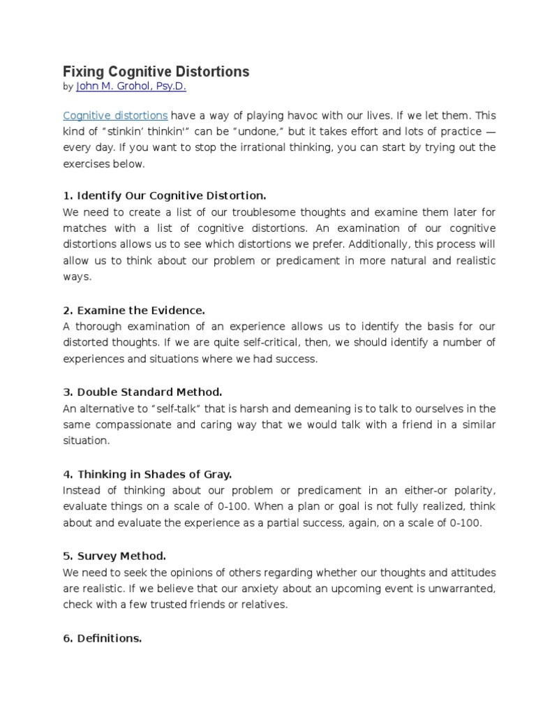Fixing Cognitive Distortions | PDF | Thought | Emergence