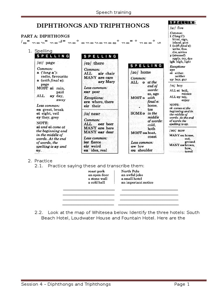 Diphthongs and Triphthongs Practice Guide | PDF
