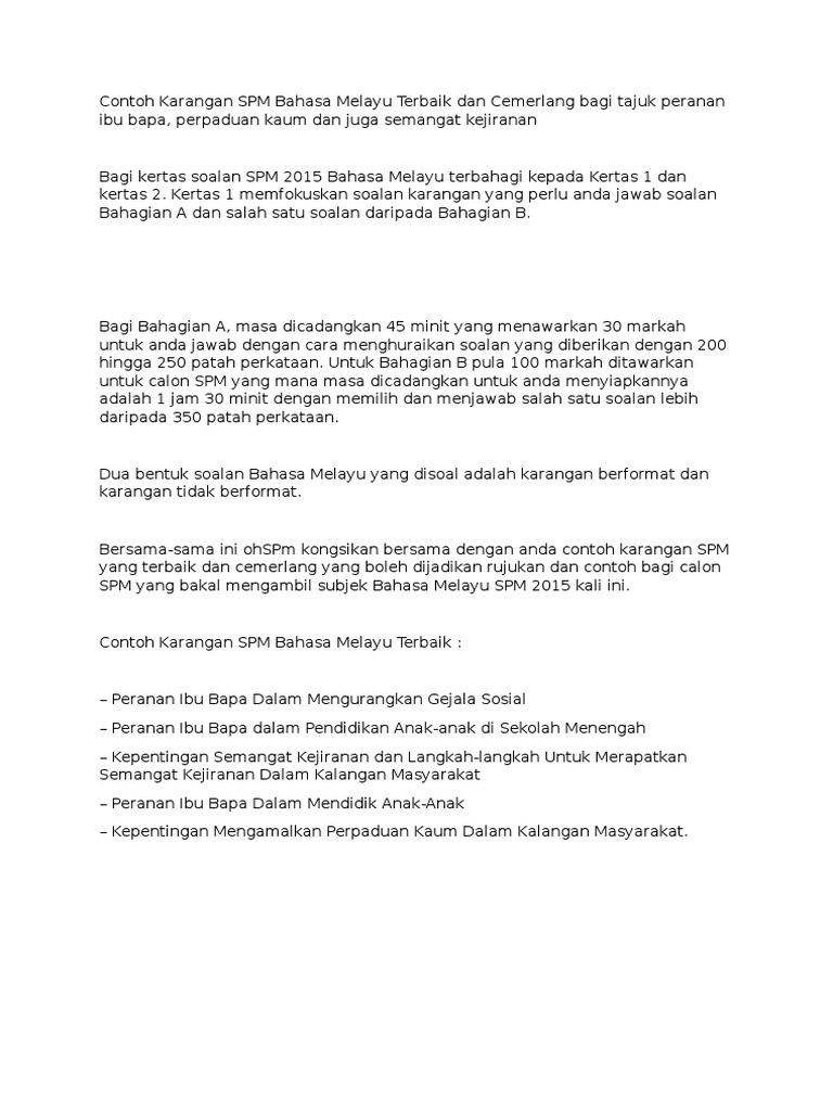 Contoh Karangan Spm 350 Patah Perkataan - rambut panjang