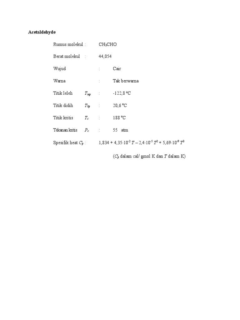 Acetaldehyde Properties Guide | PDF