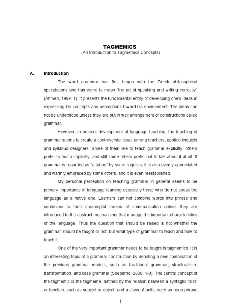 Understanding Tagmemics in Grammar | PDF | Phrase | Verb