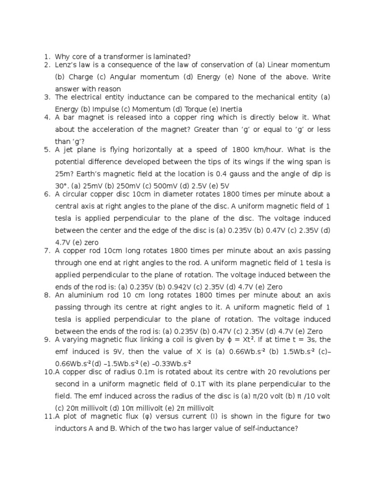 AC Question Class 12 | PDF | Electromagnetic Induction | Inductor
