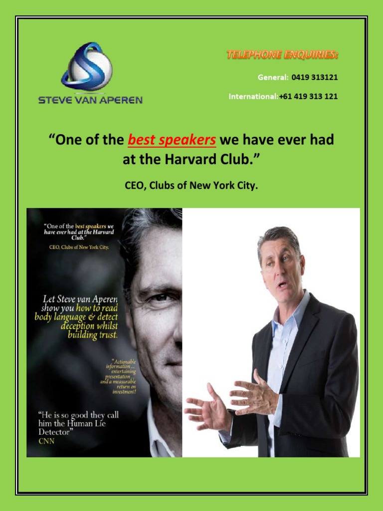Steve van Aperen: Body Language Expert | PDF | Nonverbal Communication ...