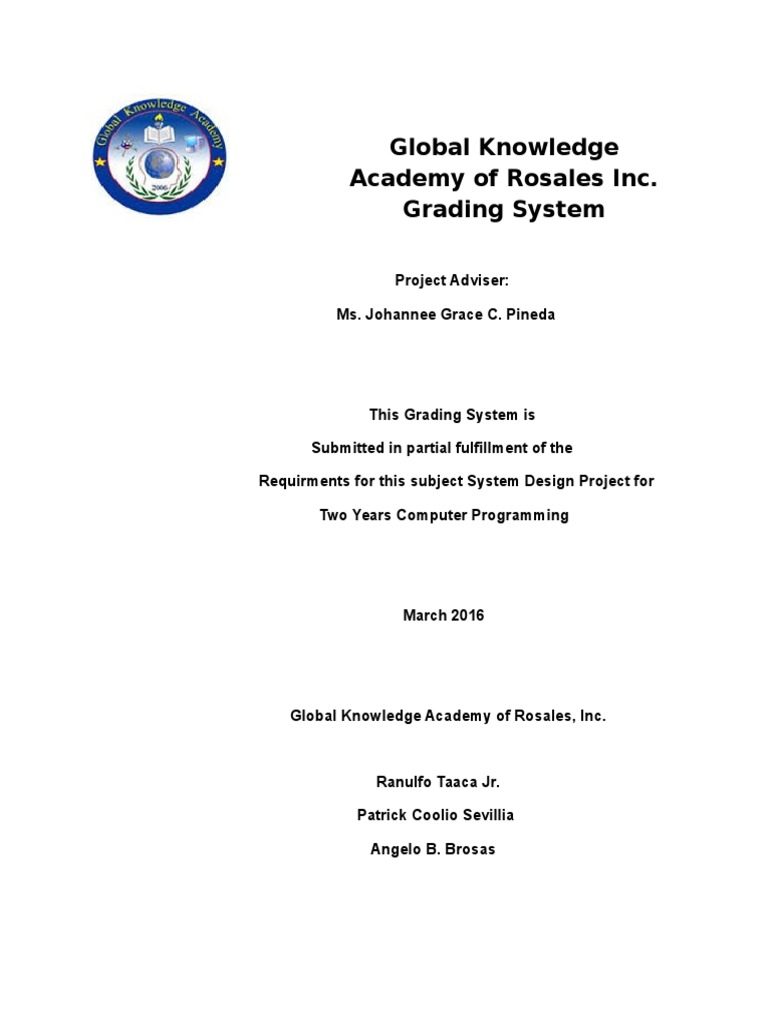 Global Knowledge Academy of Rosales Inc. Grading System | PDF | Computer Programming | Computing