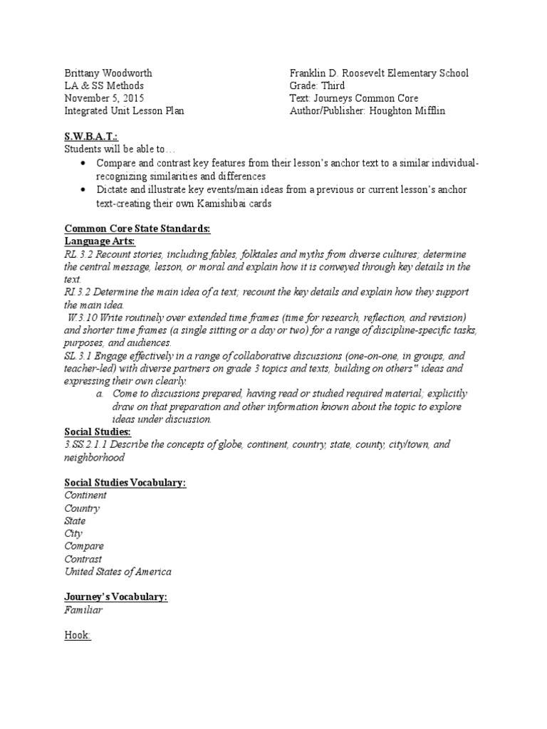 Integrated Unit Lesson Plan | PDF | Lesson Plan | Learning