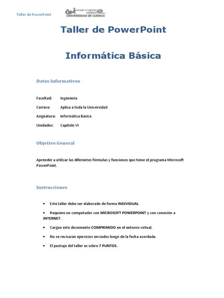 Taller Power Point | PDF | Microsoft PowerPoint | Informática