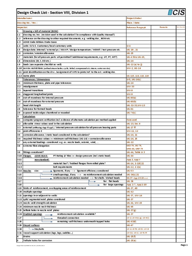 ASME Design Checklist for Pressure Vessels | PDF | Computers ...