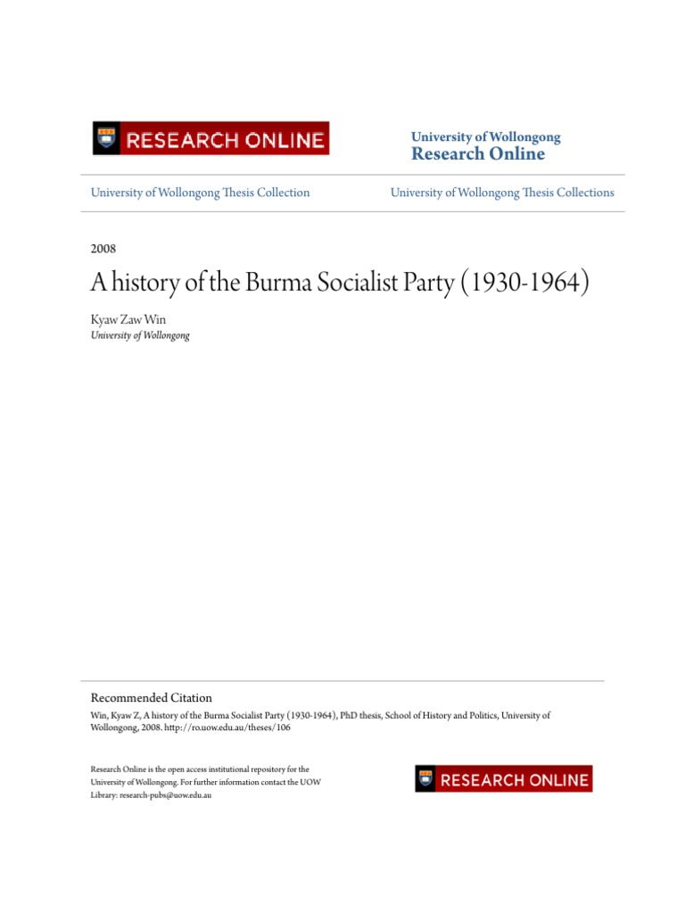 A History of The Burma Socialist Party (1930-1964) PDF | PDF | Myanmar ...