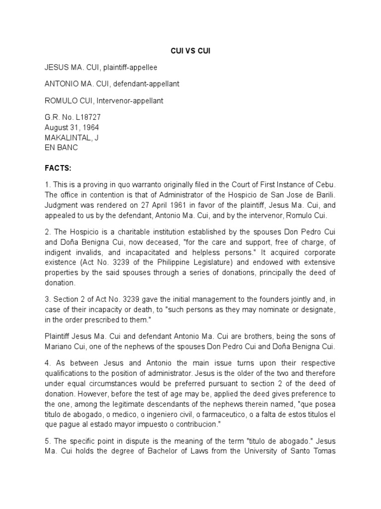 Cui Vs Cui | PDF | Lawyer | Government Information