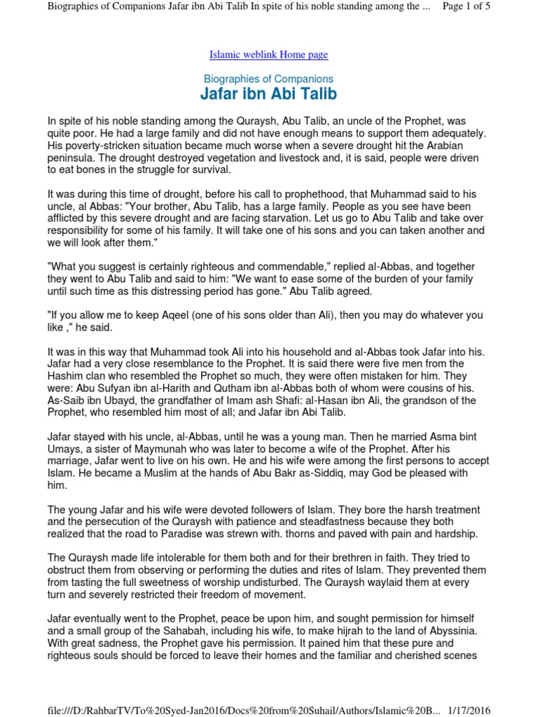Jafar Ibn Abi Talib | PDF | Muhammad | Sahabah