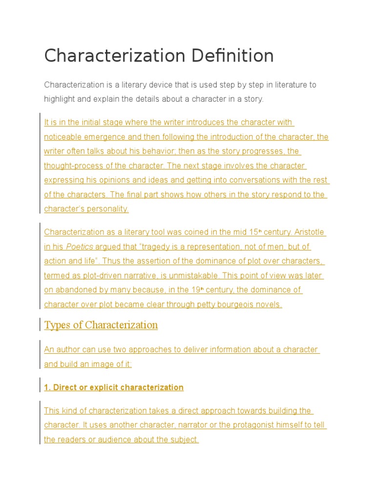 Characterization Definition | PDF | Propaganda | Narration