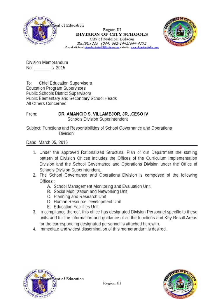 SGOD Functions and Responsibilities | PDF | Data Quality | Regulatory ...