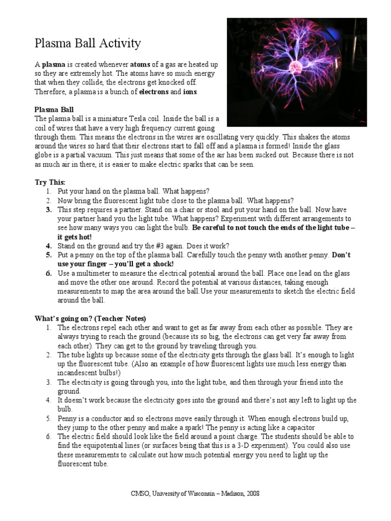 Exploring Electricity Through a Plasma Ball: An Interactive Experiment ...