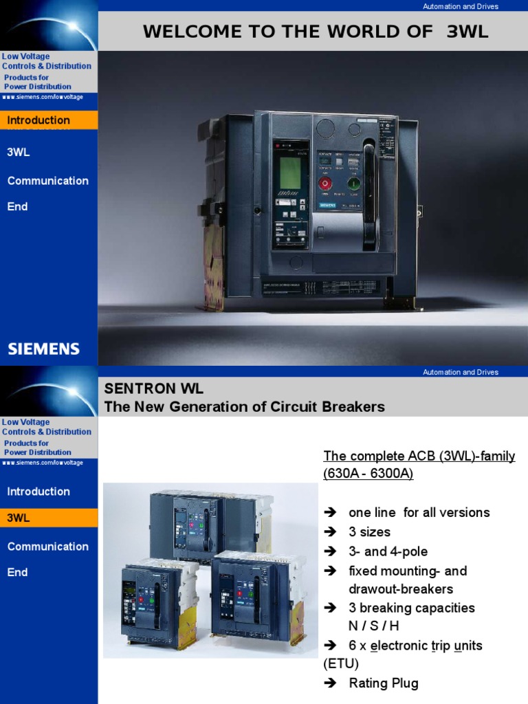 1) SENTRON 3WL - Complete Presentation | PDF | Switch | Automation