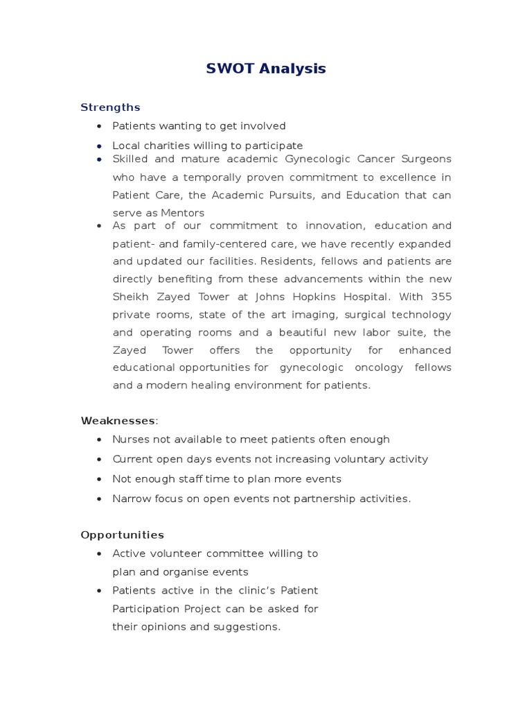 SWOT Analysis Health Care | PDF