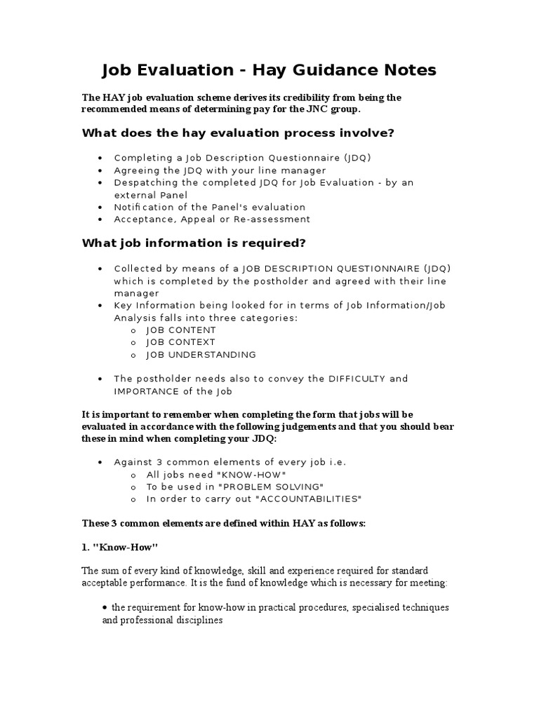 An Insightful Guide to Understanding the Hay Job Evaluation Process ...
