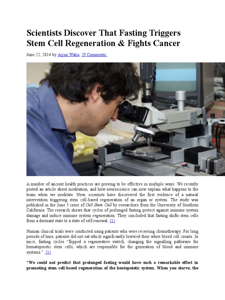 Scientists Discover That Fasting Triggers Stem Cell Regeneration ...