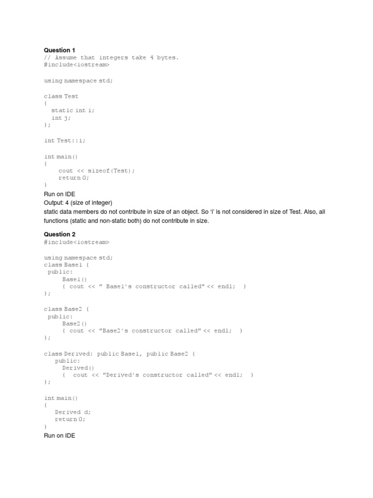 Debugging Questions Constructor Object Oriented Programming C 