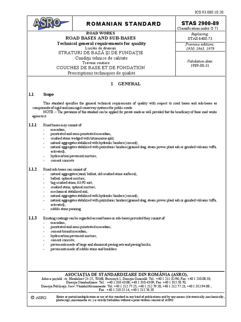 Stas 6400-84-Eng | PDF | Road Surface | Road