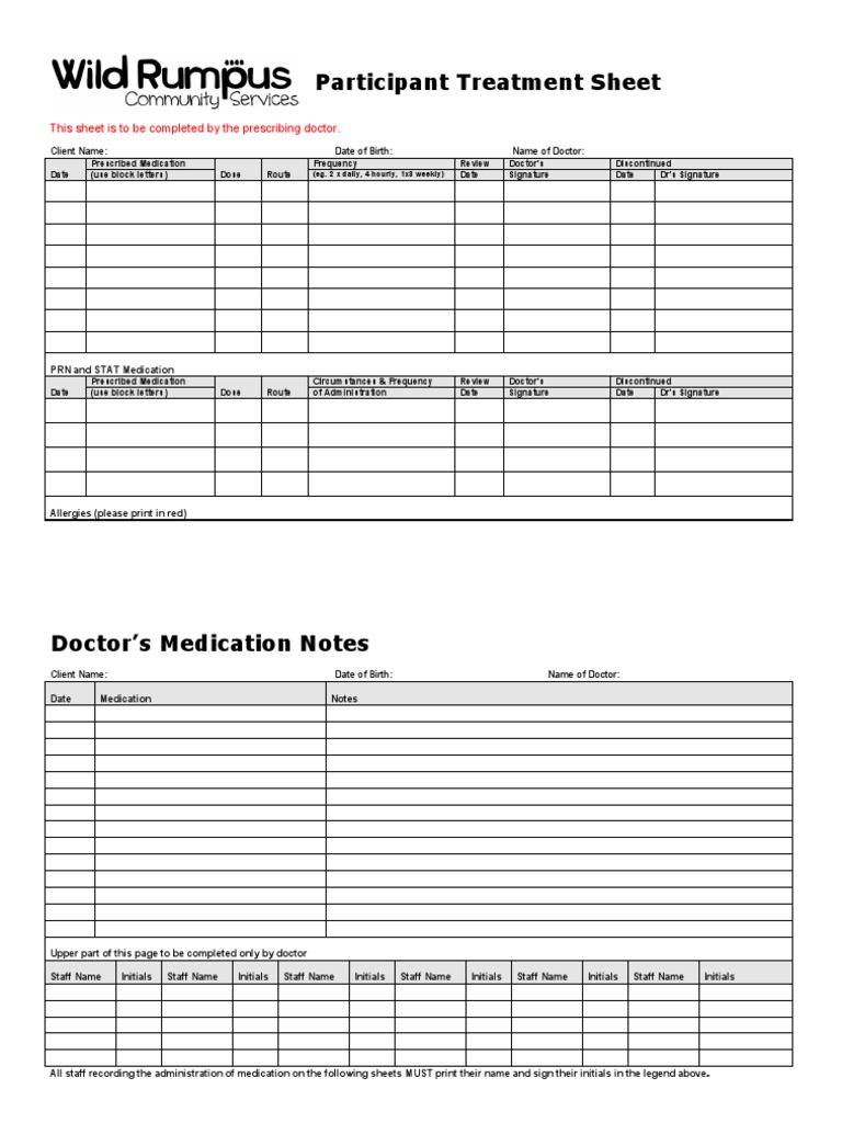 Participant Medication Record | PDF | Self-Improvement