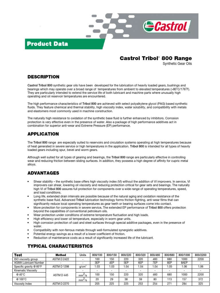 Castrol Tribol 800 | Lubricant | Motor Oil