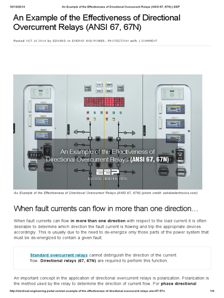 An Example of the Effectiveness of Directional Overcurrent Relays (ANSI ...