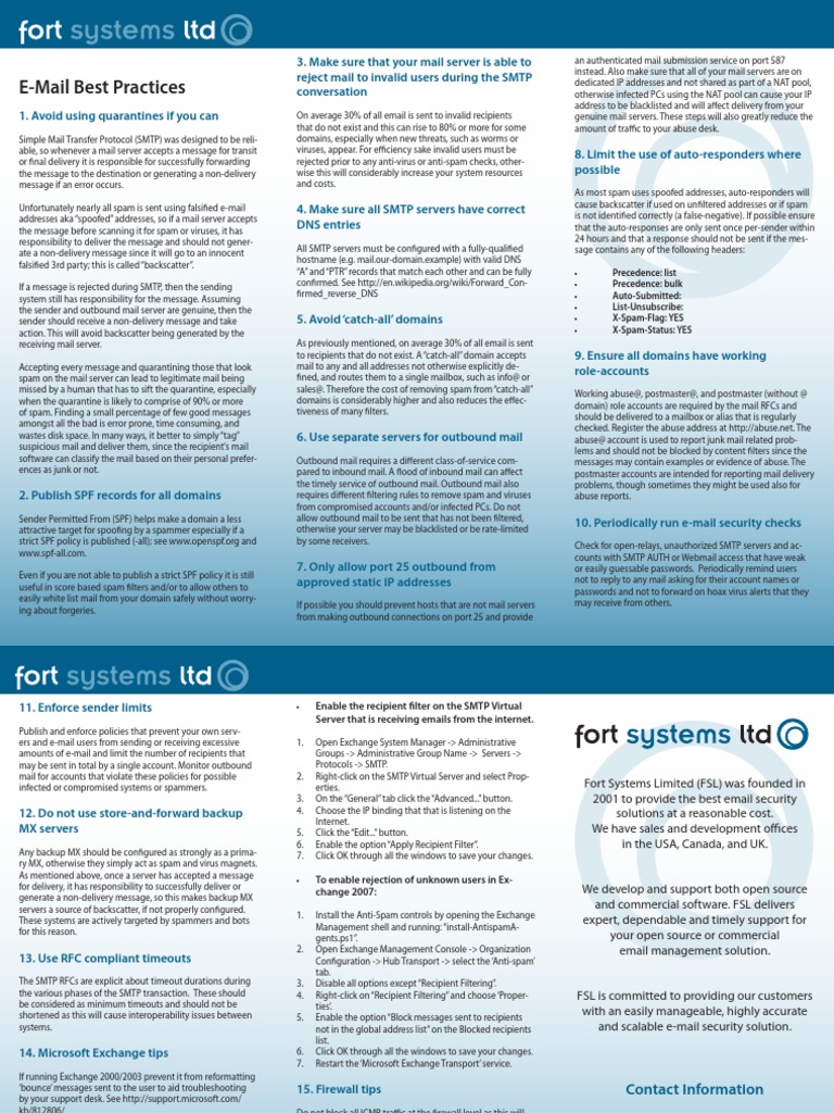 FSL Best Practice Brochure | PDF | Email Spam | Cyberspace