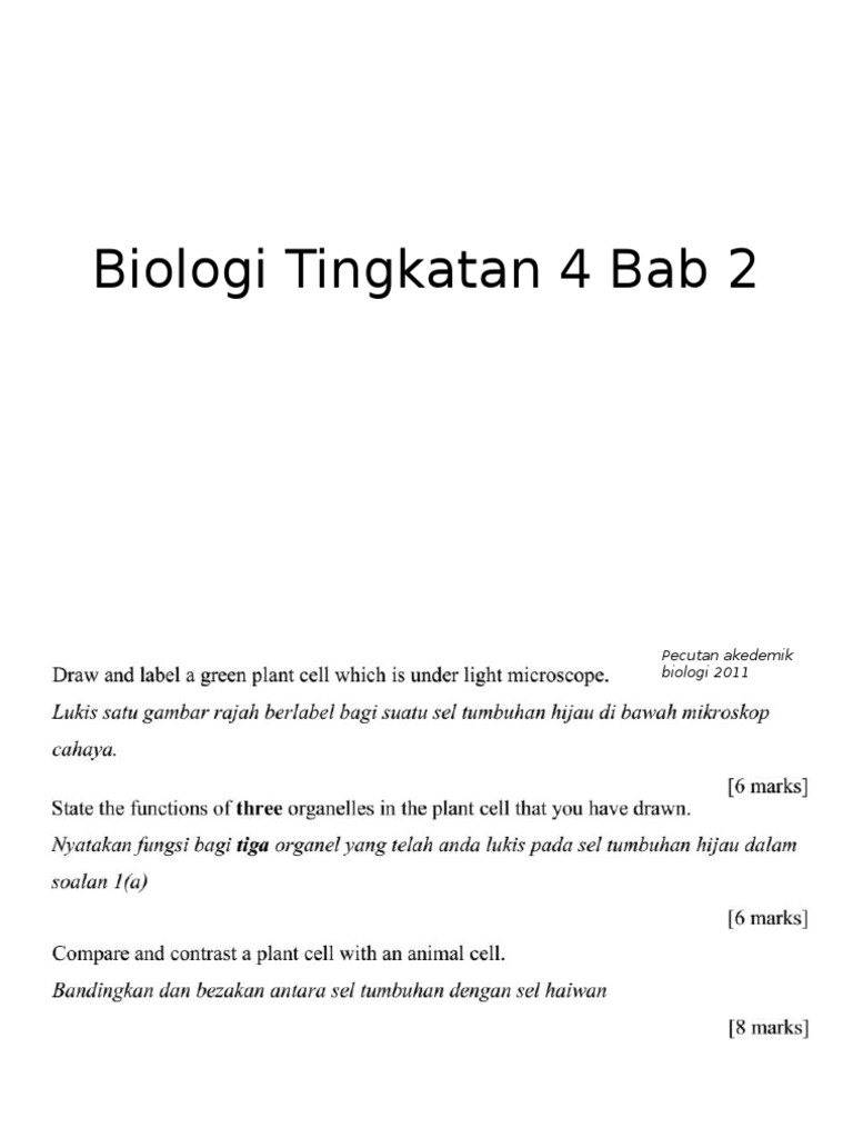 Biologi Tingkatan 4 Bab 2 | PDF