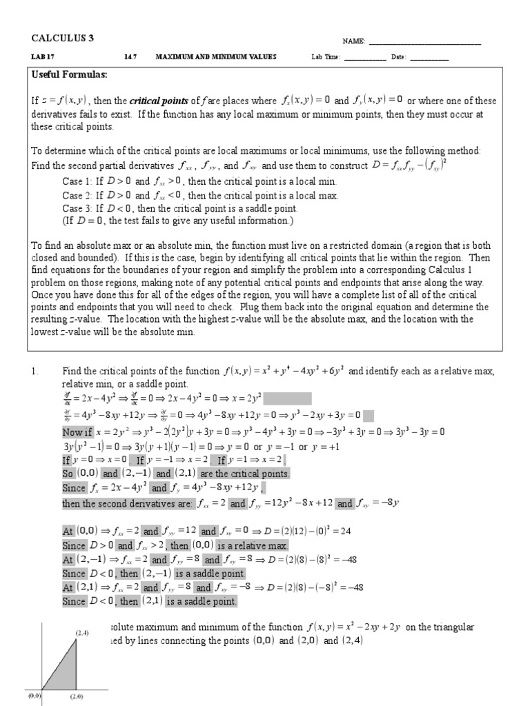 Maximum And Minimum Values Pdf Maxima And Minima Differential 8997