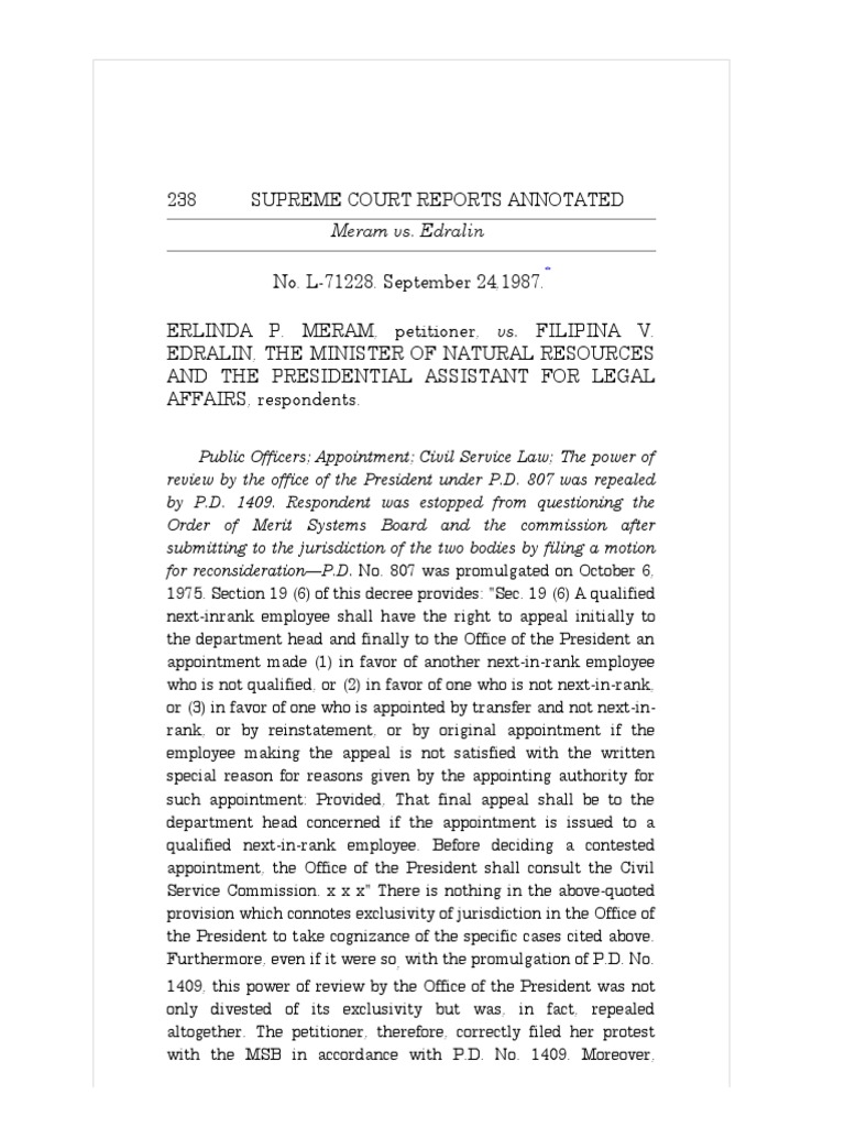 1.meram vs. Edralin | PDF | Jurisdiction | Civil Service