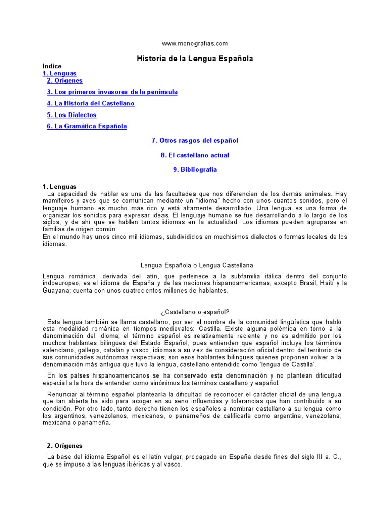 Historia de La Lengua Española | PDF | Lengua española | latín
