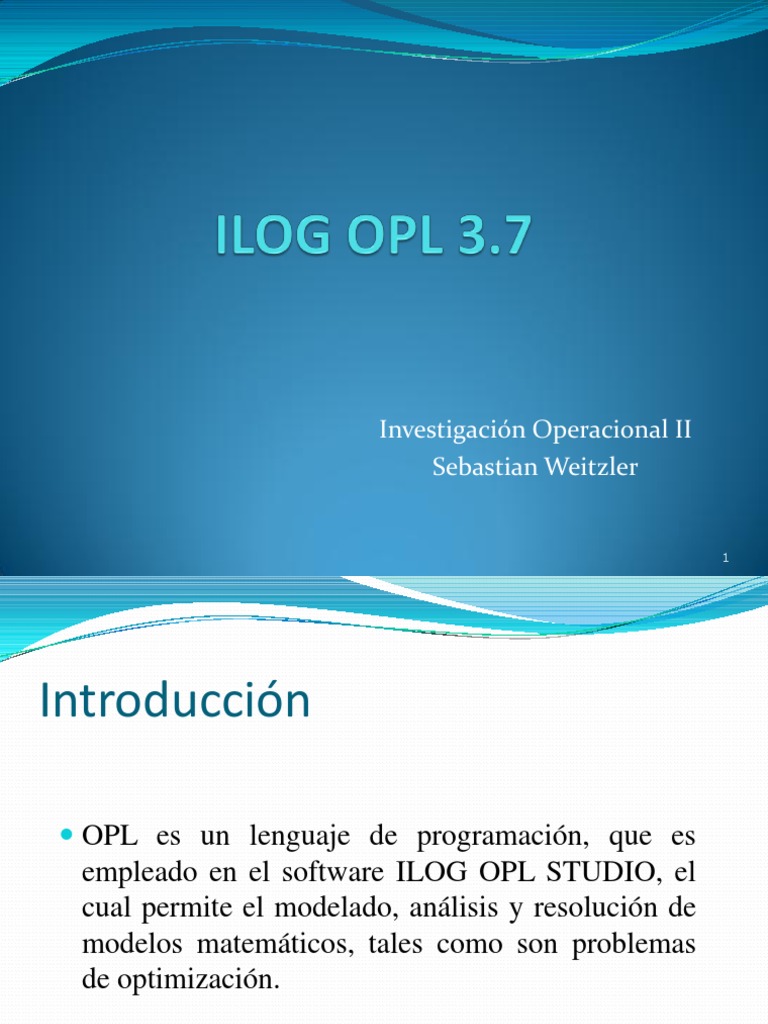 Tutorial Básico de OPL | Teoría del modelo | Lenguaje de programación