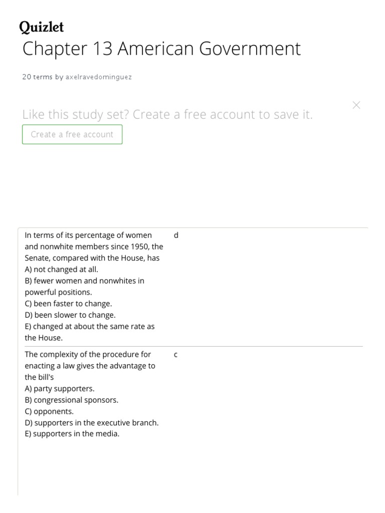 Chapter 13 American Government Flashcards - Quizlet | PDF | United ...