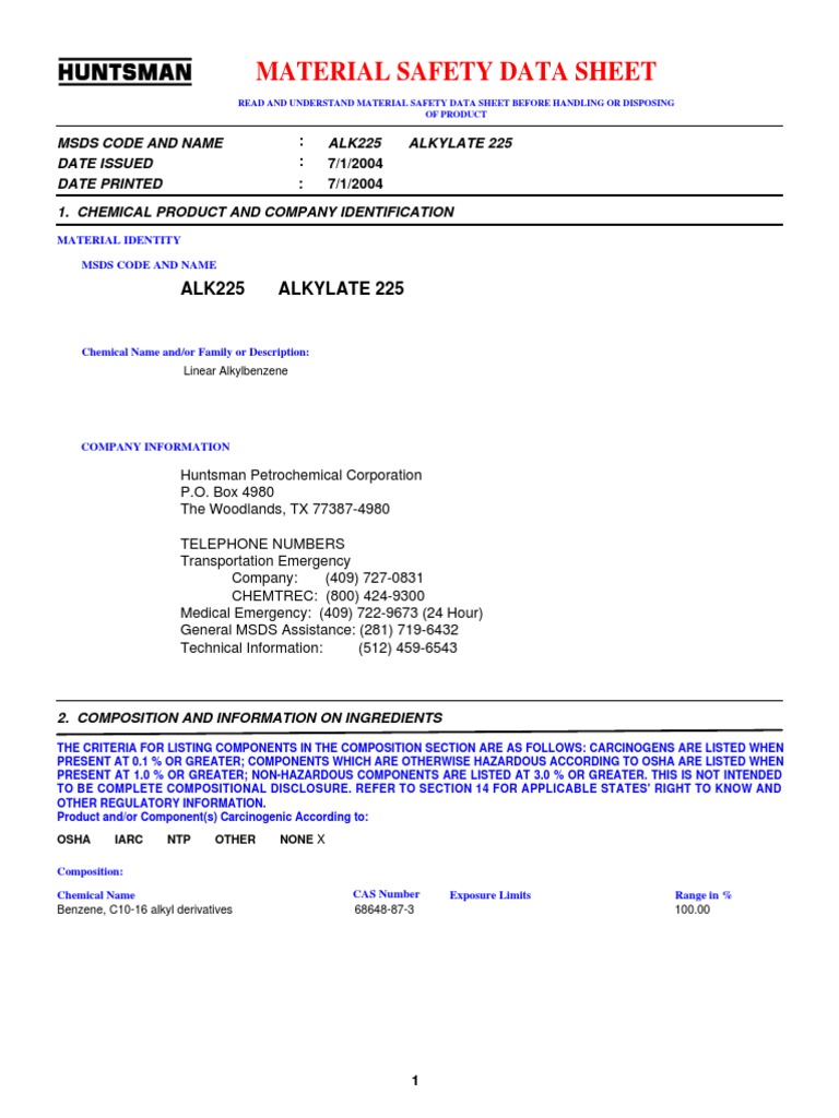 Alkylate 225 | Personal Protective Equipment | Toxicity