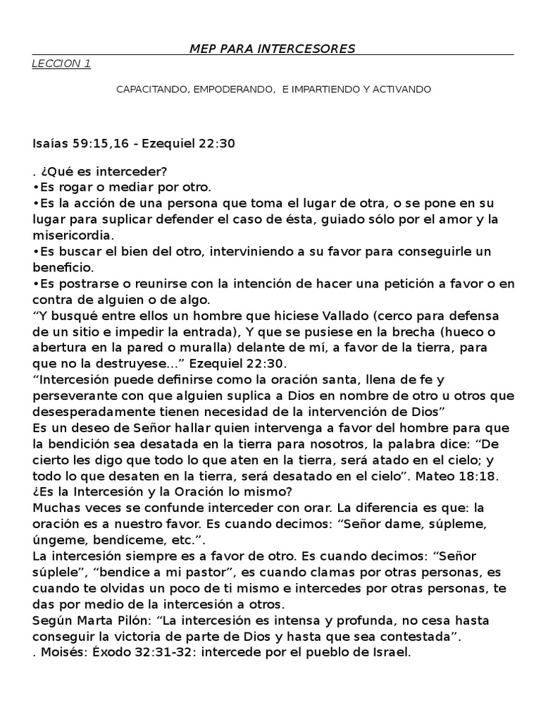 Mep para Intercesores Leccion 1 | PDF | Sacerdote | Oración