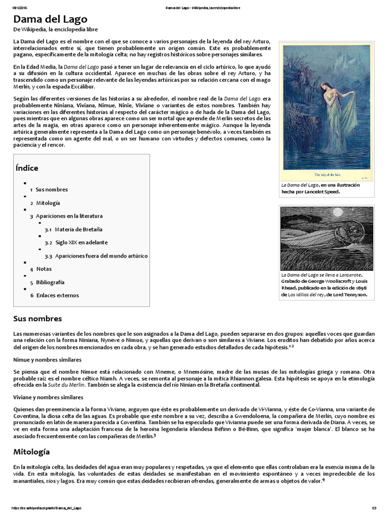 La Dama del Lago: Leyenda Artúrica | PDF | Leyenda Artúrica | Mitología ...