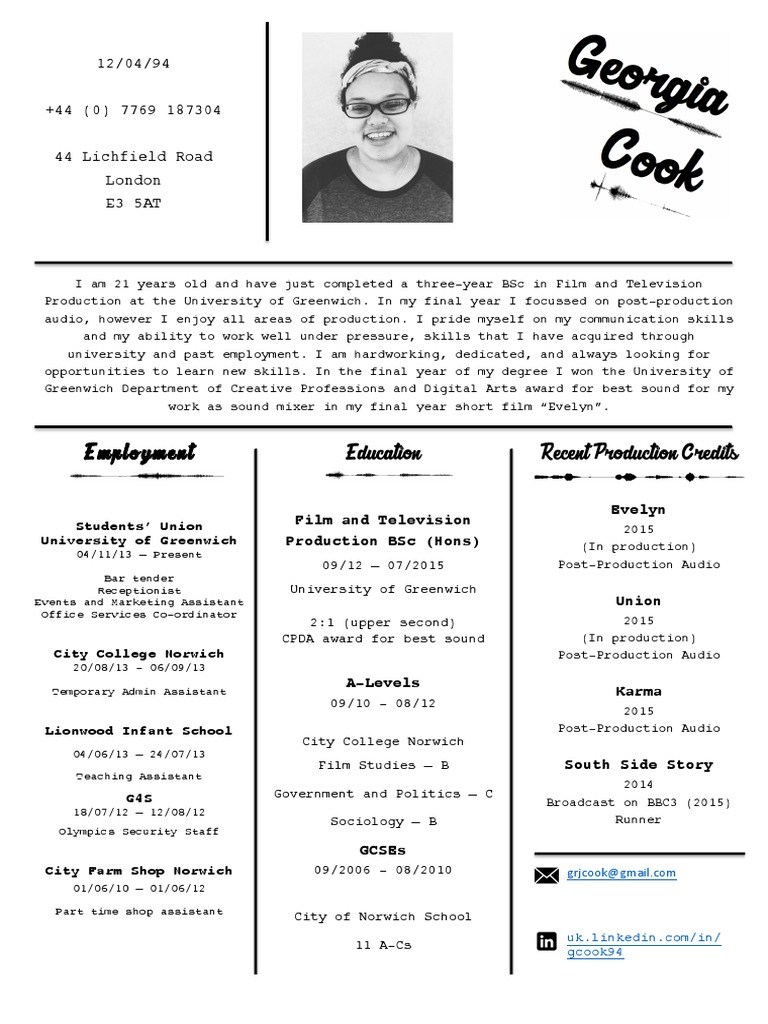 Georgia Cook CV | PDF