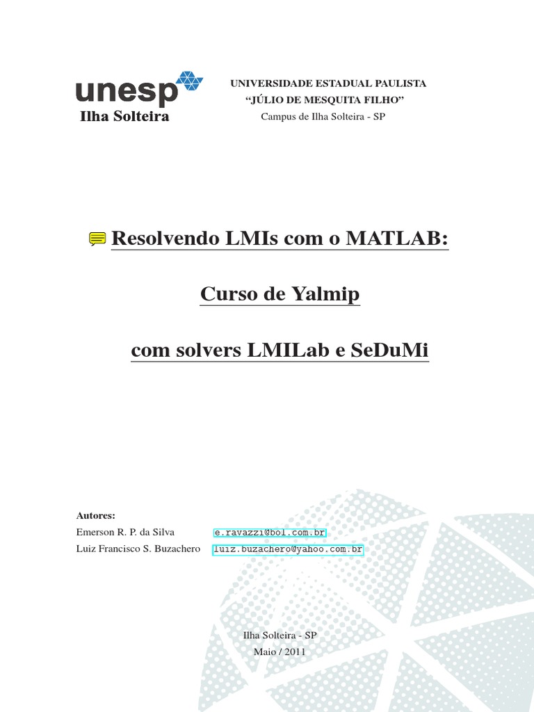 Curso de Yalmip para LMIs no MATLAB | PDF | Computadores