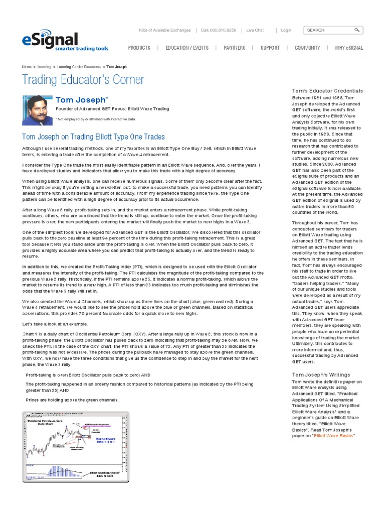 ESignal Learning - Trading Educator's Corner - Tom Joseph | PDF | Trade ...