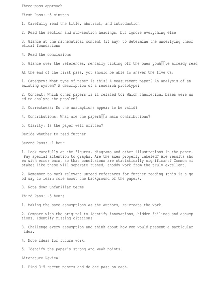 Three Pass Approach | PDF